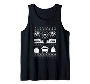 firefighter funny fireman ugly christmas tank top