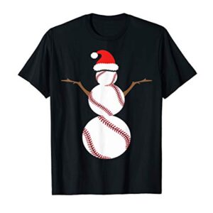 Baseball Snowman Cute Christmas T-Shirt