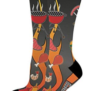 ThisWear Manly Birthday Gifts for Dad Grill Master Accessories BBQ Lover Gifts 1-Pair Novelty Crew Socks