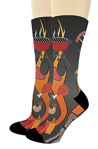 ThisWear Manly Birthday Gifts for Dad Grill Master Accessories BBQ Lover Gifts 1-Pair Novelty Crew Socks