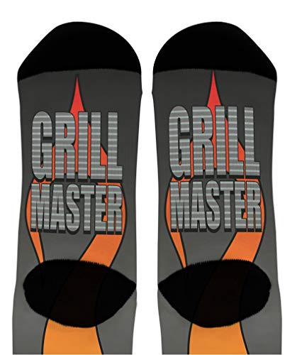 ThisWear Manly Birthday Gifts for Dad Grill Master Accessories BBQ Lover Gifts 1-Pair Novelty Crew Socks