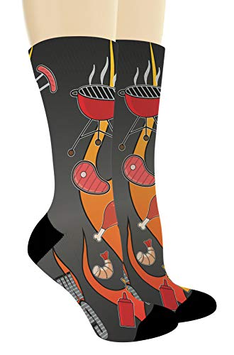 ThisWear Manly Birthday Gifts for Dad Grill Master Accessories BBQ Lover Gifts 1-Pair Novelty Crew Socks