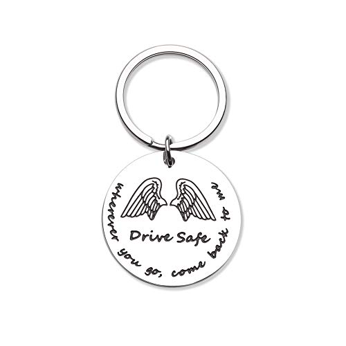 Drive Safe Keychain Christmas Gifts for Husband Boyfriend Dad Trucker Gift Couples Engraved Car Keyring for Fiance Birthday Valentines Present for Long Distance Relationship Anniversary Charm