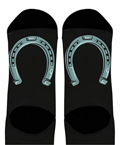 Lucky Socks Horse Legs & Horseshoe Socks Horse Lover Gifts for Equestrians 1-Pair Novelty Crew Socks