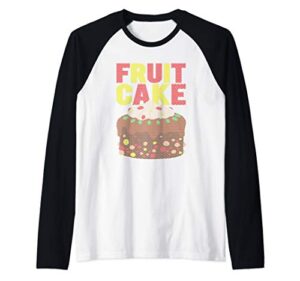 fruitcake funny ugly christmas raglan baseball tee