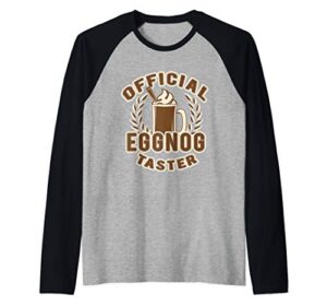 eggnog taster funny christmas raglan baseball tee