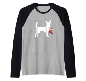 chihuahua christmas stocking stuffer dog raglan baseball tee