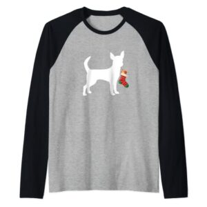 Chihuahua Christmas Stocking Stuffer Dog Raglan Baseball Tee