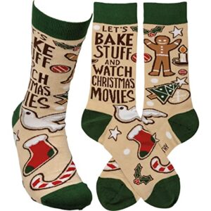 sc1018 let’s bake stuff and watch movies merry christmas all over print socks (multicolor)