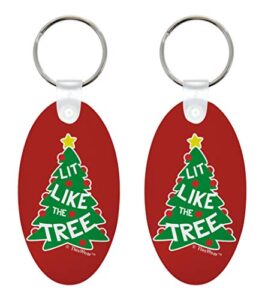 stocking stuffer keychain lit like the tree 2-pack aluminum oval keychain