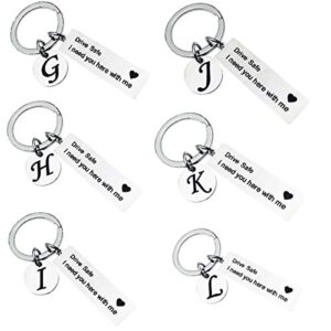 IKANOO Drive Safe Keychain 26 Letter Keychain Drive Safe I Need You Here With Me Gifts For Husband Dad Boyfriend (T)