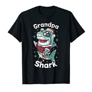 Matching Grandpa Shark Christmas Stocking Stuffer Gift Men T-Shirt