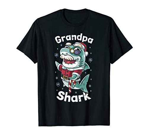 Matching Grandpa Shark Christmas Stocking Stuffer Gift Men T-Shirt