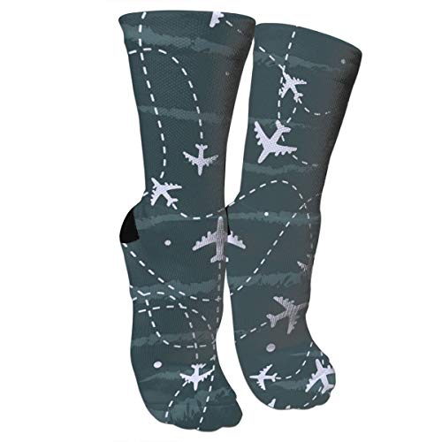 antfeagor Travel Around The World Airplane Routes Soft Cotton Socks Unisex Crew Crew Socks Suitable for Jogging