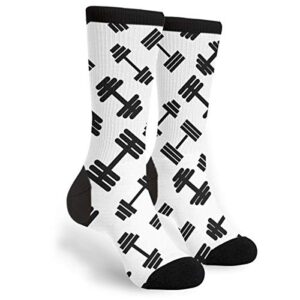 unisex fun novelty crazy crew socks barbells dumbbell fitness dress socks