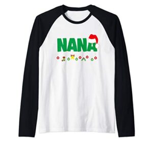 christmas nana santa matching family raglan baseball tee