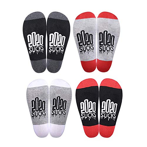 TTD 4 Packs 2020 Sucks Socks Middle Finger Socks Novelty Crazy Funny Socks Gifts for Men Women Warning Socks