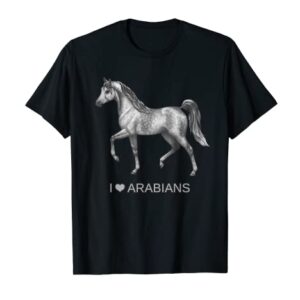 I Heart (Love) Arabians Trotting Gray Horse Lover Gift T-Shirt