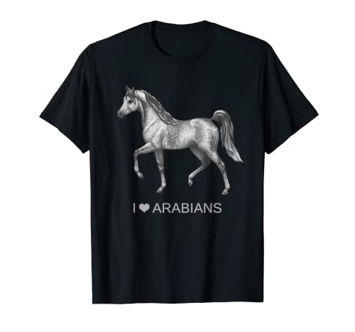 I Heart (Love) Arabians Trotting Gray Horse Lover Gift T-Shirt