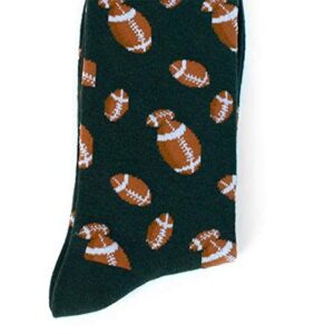 Men’s Crew Cut Socks, Sports Theme, Fun and Unique Graphic Socks, One Size Fits Most (Football Green)