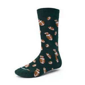 Men’s Crew Cut Socks, Sports Theme, Fun and Unique Graphic Socks, One Size Fits Most (Football Green)