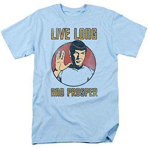 Star Trek Spock Live Long and Prosper T Shirt w/Stickers (Medium) Light Blue