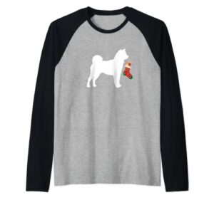 shiba inu christmas stocking stuffer dog raglan baseball tee