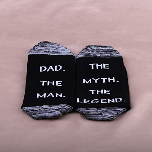 LEVLO Father' s Day Gift Dad Socks Dad The Man The Myth The Legend Socks Funny Present For Dad New Daddy Socks (2 Pairs/Set - Mid Calf - 1)