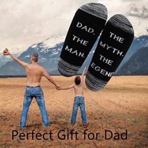 LEVLO Father' s Day Gift Dad Socks Dad The Man The Myth The Legend Socks Funny Present For Dad New Daddy Socks (2 Pairs/Set - Mid Calf - 1)