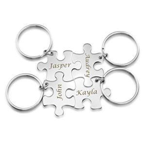 Personalized Master Custom Puzzle Matching Piece Pendant Keychain Set of 4 Friendship Gift