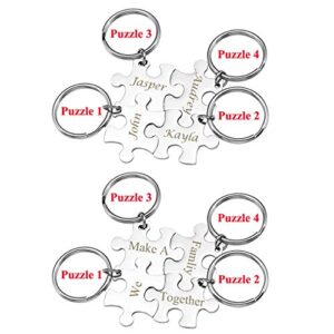 Personalized Master Custom Puzzle Matching Piece Pendant Keychain Set of 4 Friendship Gift