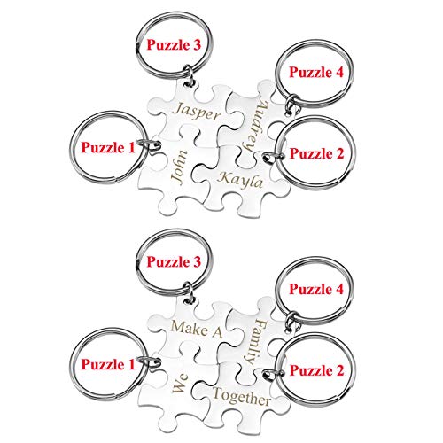 Personalized Master Custom Puzzle Matching Piece Pendant Keychain Set of 4 Friendship Gift