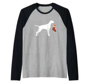 english pointer christmas stocking stuffer dog raglan baseball tee