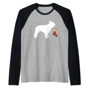 Bulldog Christmas Stocking Stuffer Dog Raglan Baseball Tee