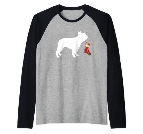 Bulldog Christmas Stocking Stuffer Dog Raglan Baseball Tee