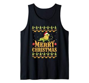 bearded dragon funny lizard ugly christmas tank top