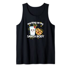 santa body cookies and milk christmas stocking stuffer tank top