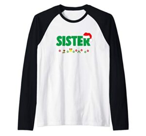 christmas sister sibling santa matching family raglan baseball tee