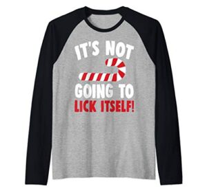 christmas candy cane funny adult humor raglan baseball tee