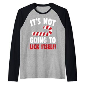 Christmas Candy Cane Funny Adult Humor Raglan Baseball Tee