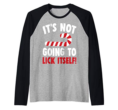 Christmas Candy Cane Funny Adult Humor Raglan Baseball Tee