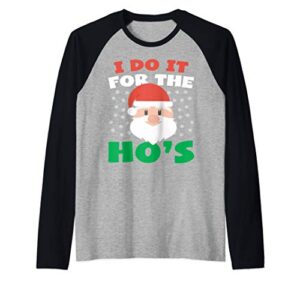 santa ho’s funny adult humor christmas raglan baseball tee