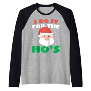 Santa Ho's Funny Adult Humor Christmas Raglan Baseball Tee