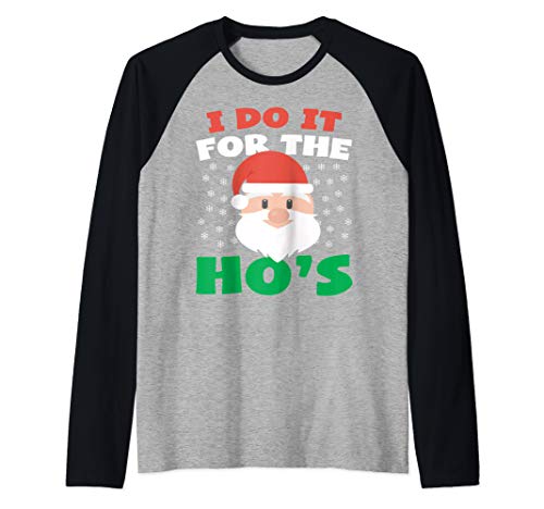 Santa Ho's Funny Adult Humor Christmas Raglan Baseball Tee