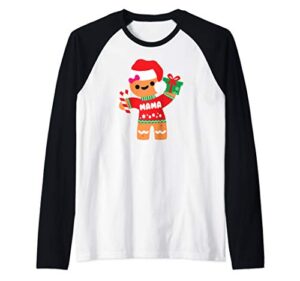 mama gingerbread cookie cute matching family christmas raglan baseball tee