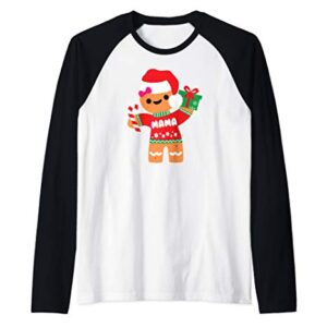 Mama Gingerbread Cookie Cute Matching Family Christmas Raglan Baseball Tee