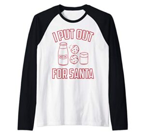 put out for santa funny christmas adult humor raglan baseball tee