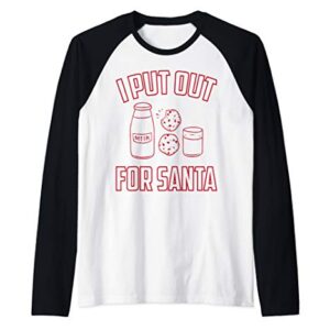 Put Out For Santa Funny Christmas Adult Humor Raglan Baseball Tee