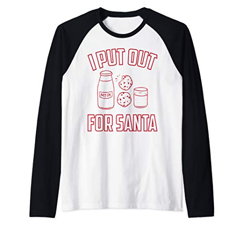 Put Out For Santa Funny Christmas Adult Humor Raglan Baseball Tee