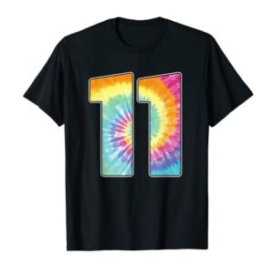 Number 11 Team Event Shirt or 11th Birthday Tie Dye Gift Tee